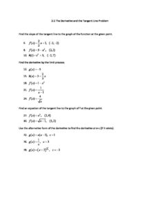 HW 2.1 The Derivative and tangent line problem – Mrs. Snow's Math